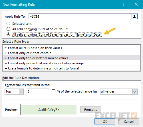 Pivot table conditional formatting | Exceljet Pivot table conditional formatting | Exceljet